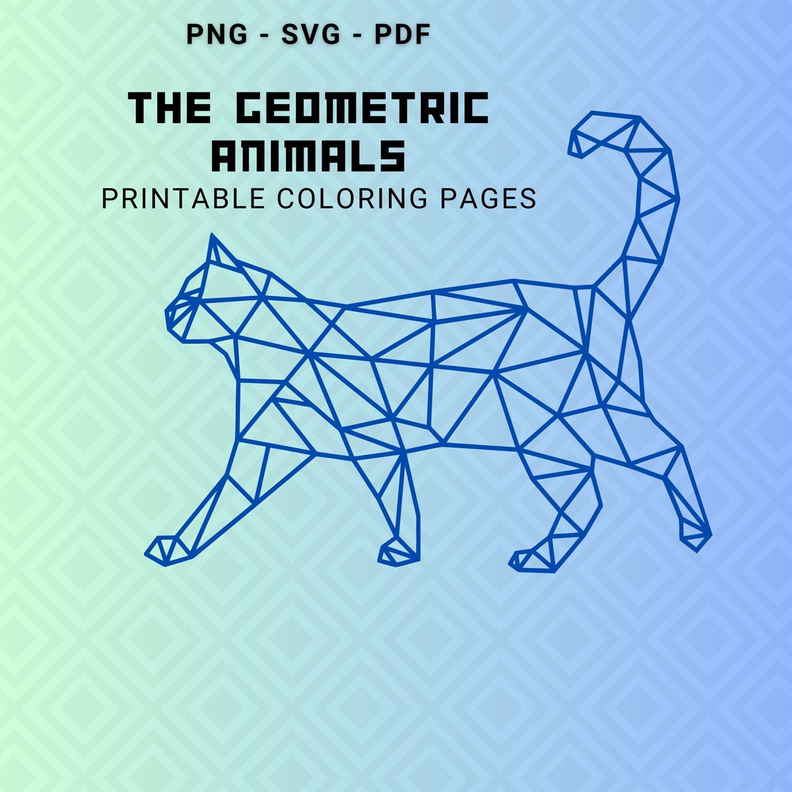 Geometric Animal Coloring Pages, Printable Animal Lineart, Animal ...