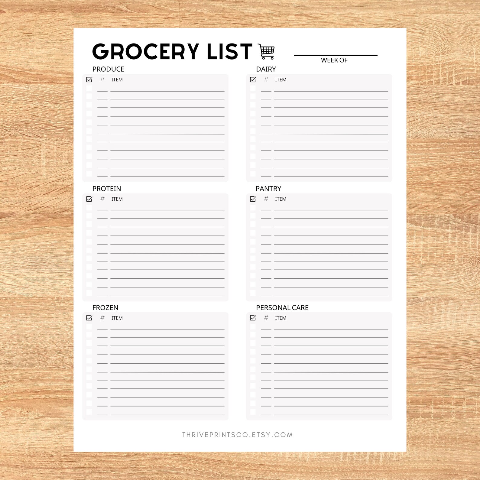 Printable Grocery List With Categories, Grocery Planner, Grocery List ...