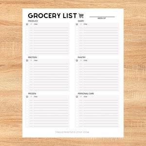Printable Grocery List With Categories, Grocery Planner, Grocery List ...