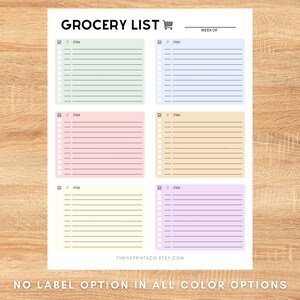 Printable Grocery List With Categories, Grocery Planner, Grocery List ...
