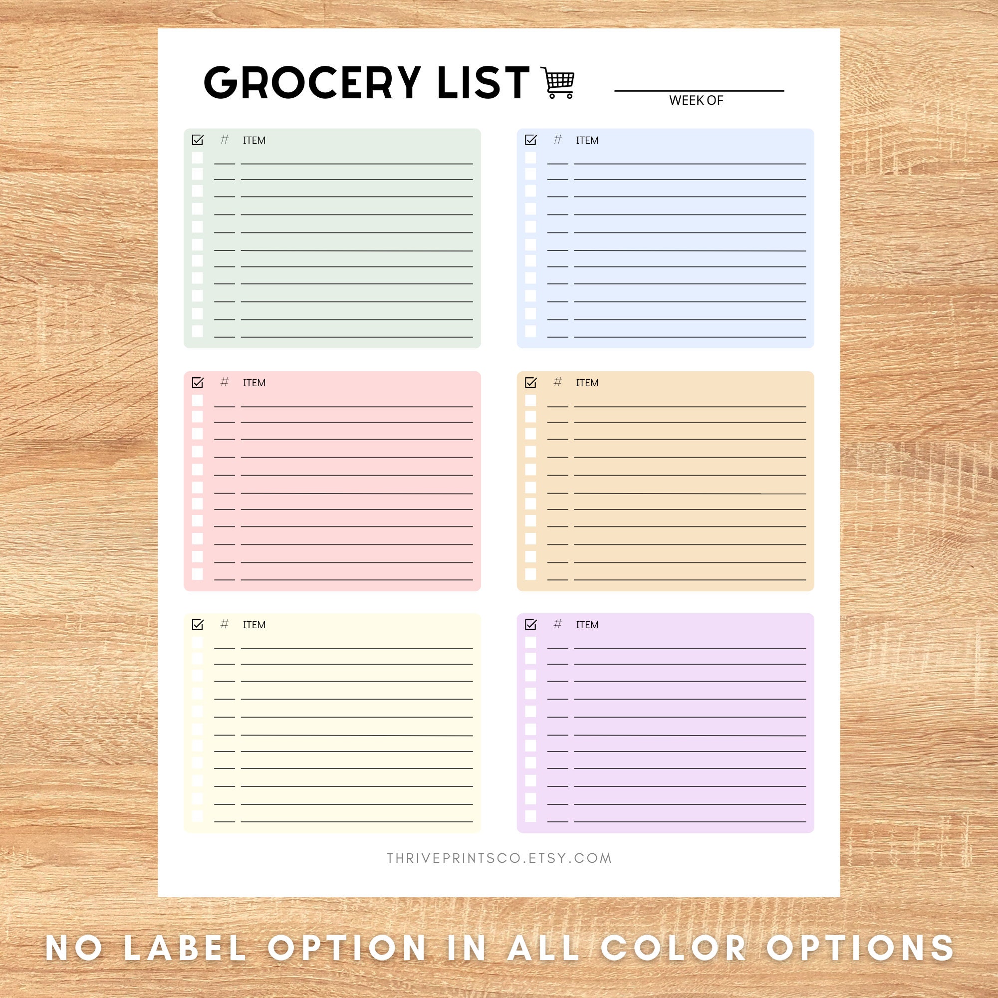 Printable Grocery List With Categories, Grocery Planner, Grocery List ...