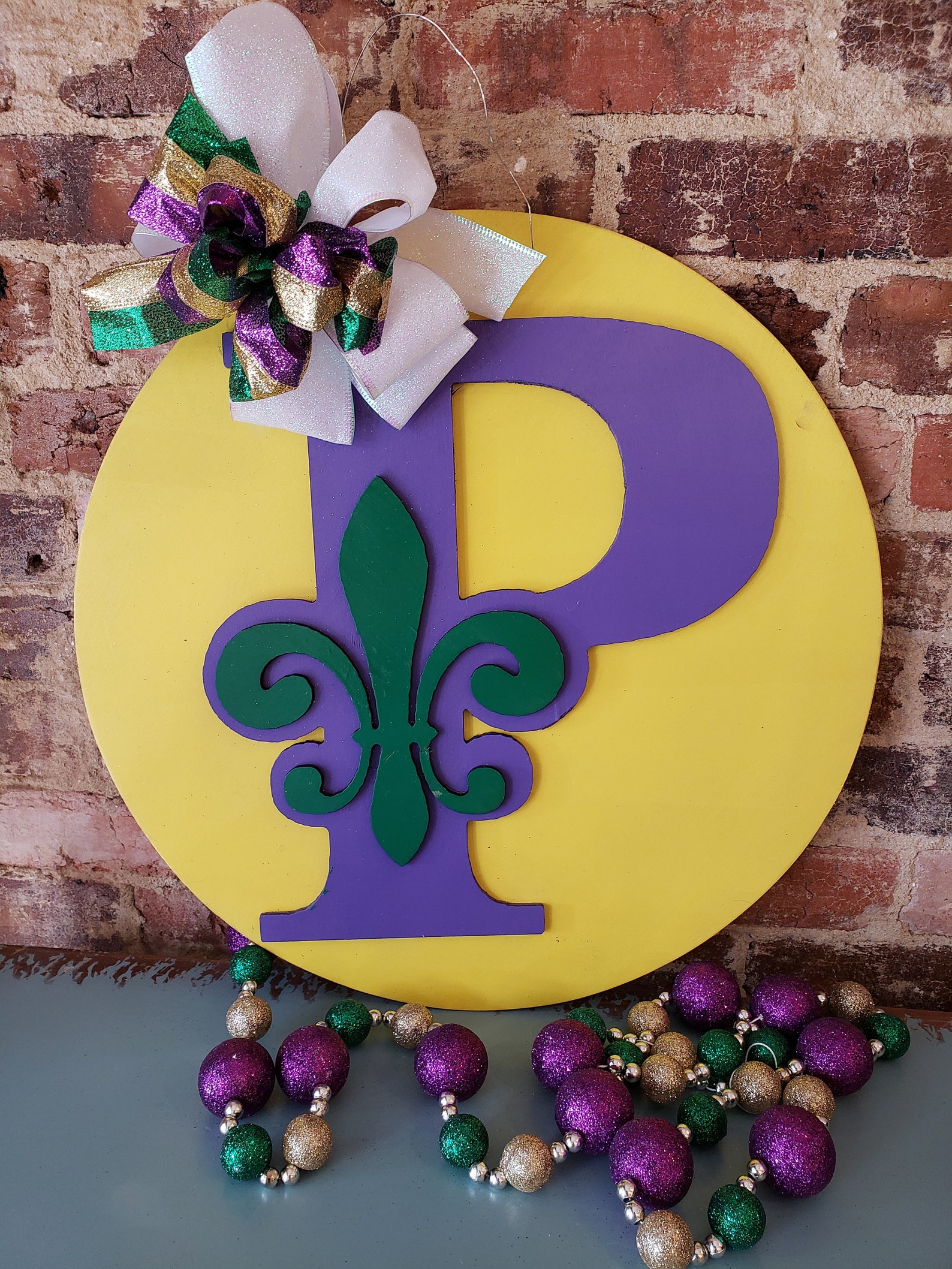 Fleur De Lis Door Hanger| Mardi Gras Door Hanger| Mardi Gras Decor ...