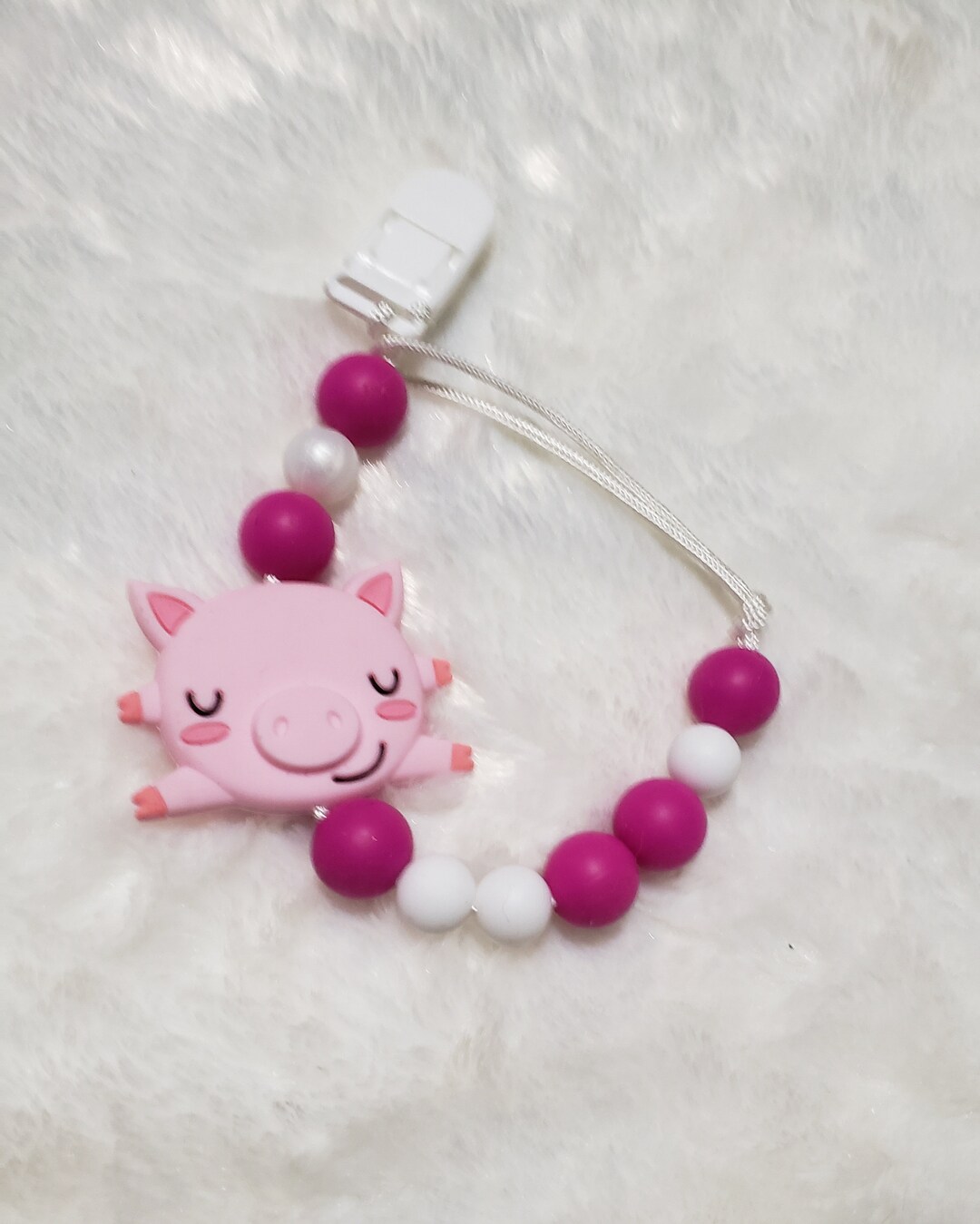 Personalized Pink Pig Theme Pacifier Clip | Silicone Pacifier Clip ...