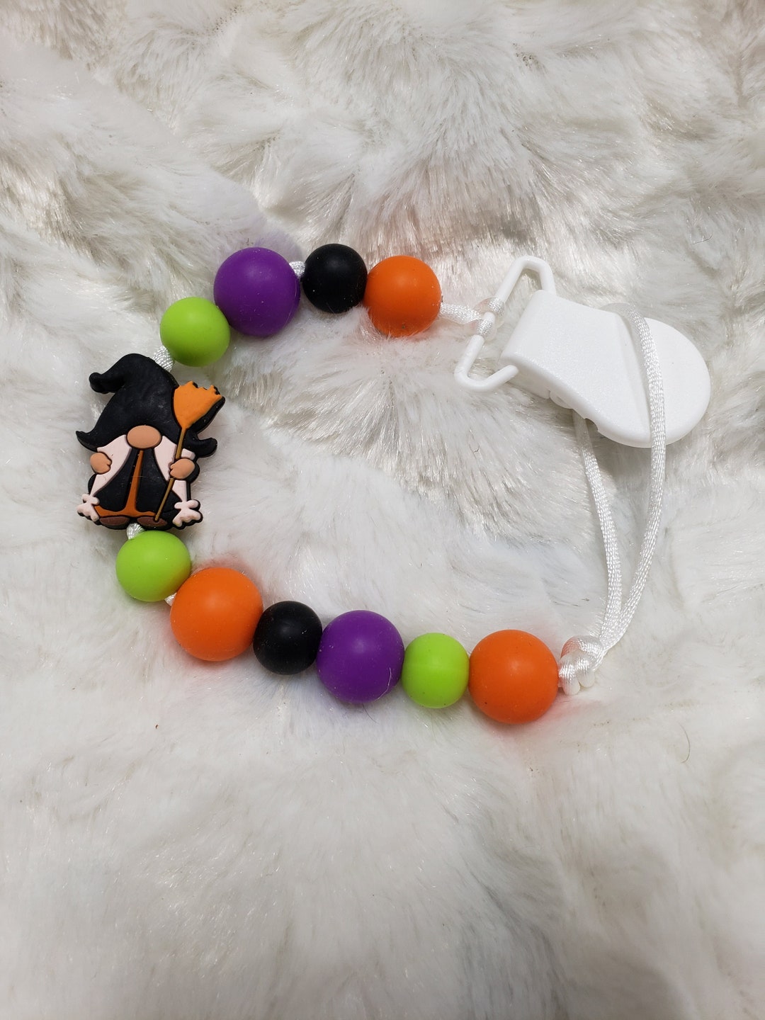 Personalized Halloween Witch Gnome Pacifier Clip | Silicone Pacifier ...