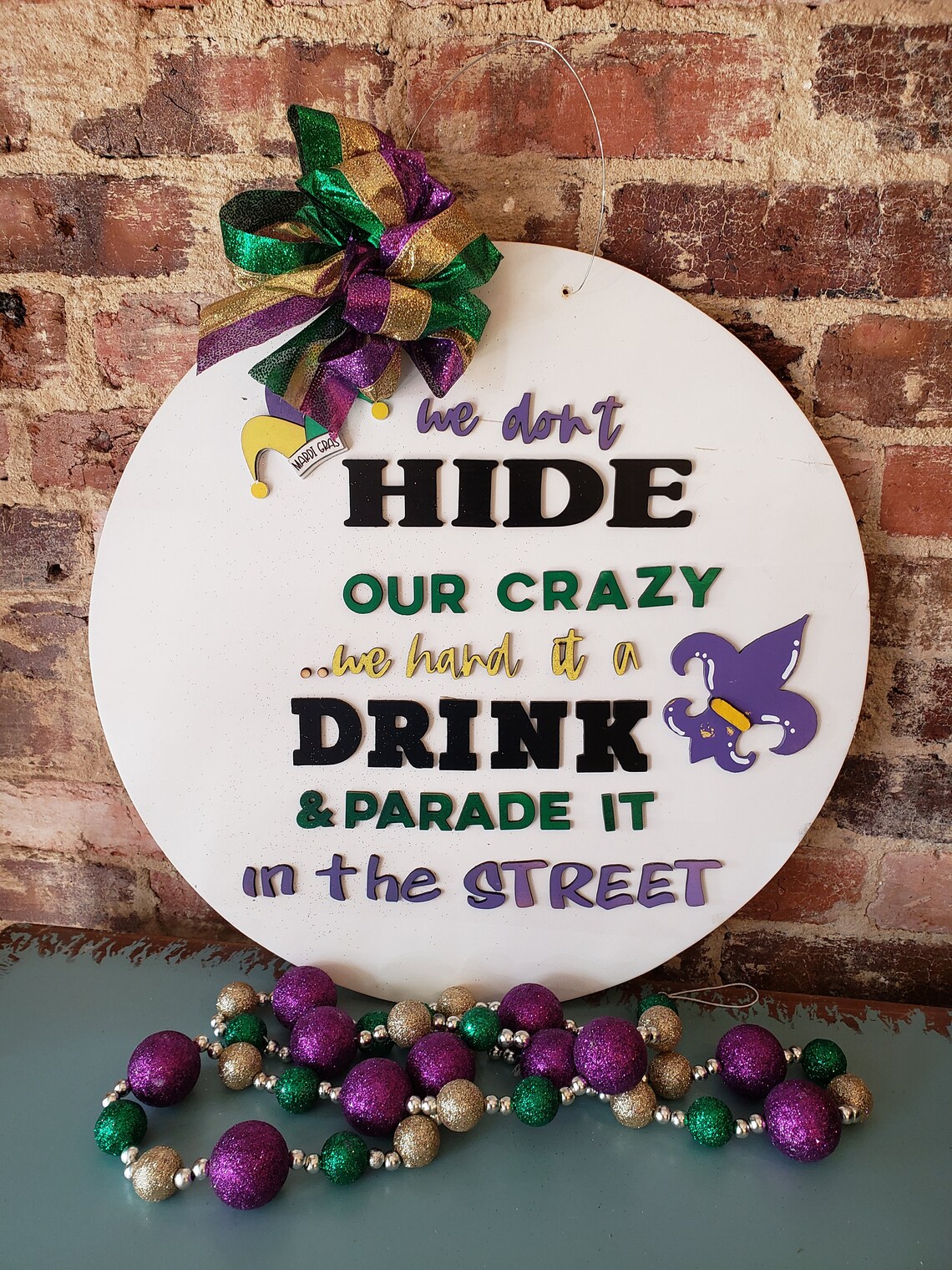 Mardi Gras Door Hanger| Mardi Gras Decor| Parade Our Crazy Door Hanger ...