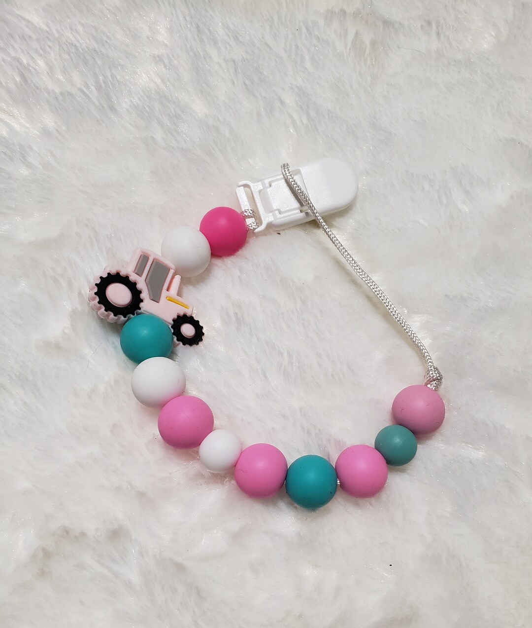 Personalized Tractor Theme Pacifier Clip Silicone Pacifier Clip Baby ...