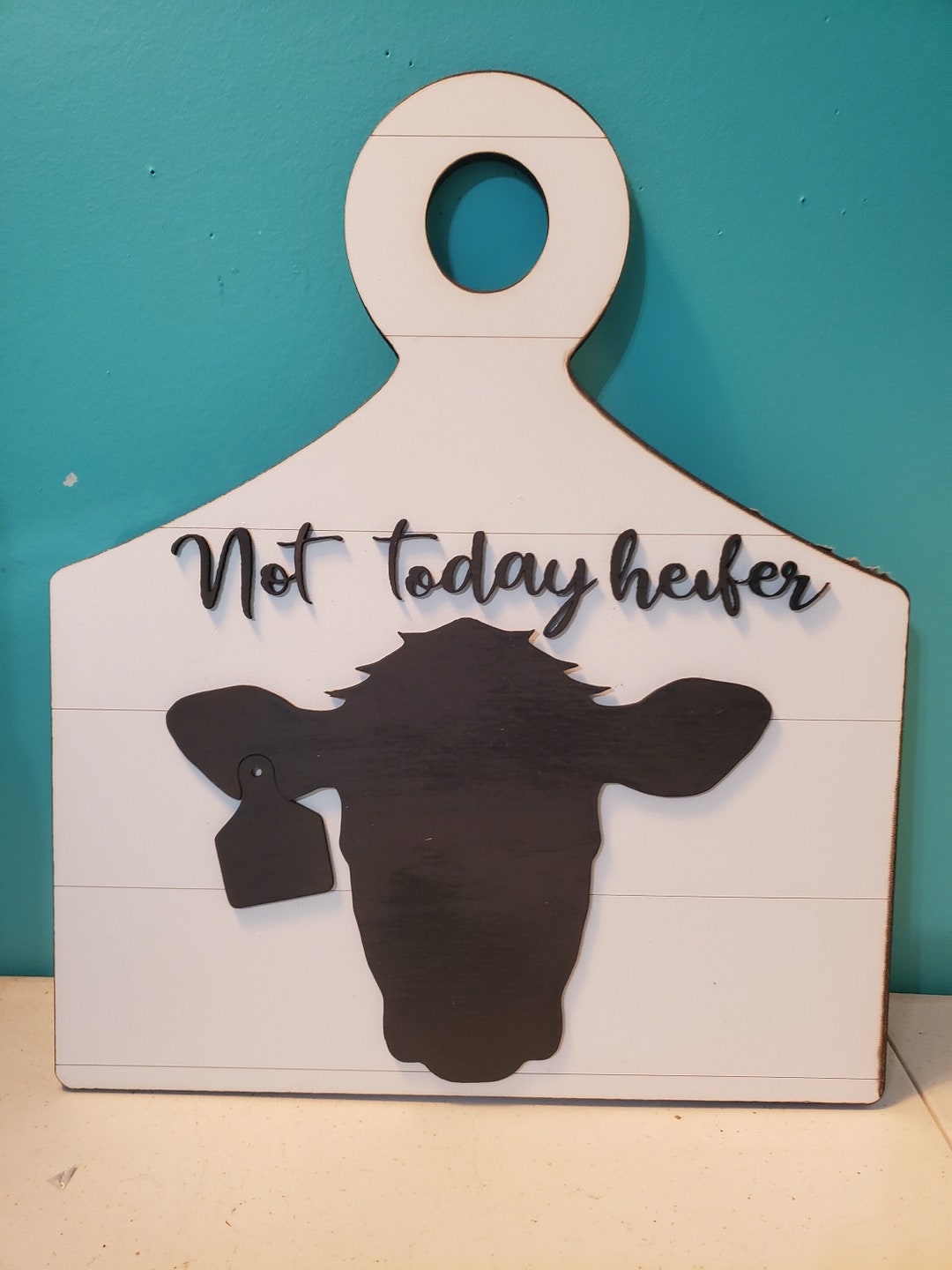 Not Today Heifer Cow Tag Door Hanger| Cow Tag Door Hanger| Farmhouse ...