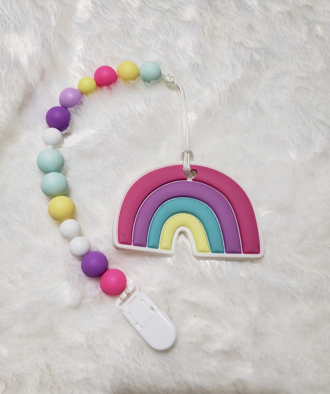 Personalized Rainbow Pacifier Clip | Silicone Pacifier Clip| Baby Gift ...