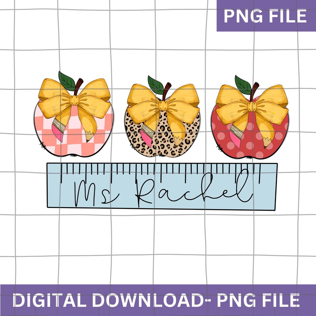 Teacher Name Png, Teacher Pencil Coquette Bow Png, Personalized Png ...