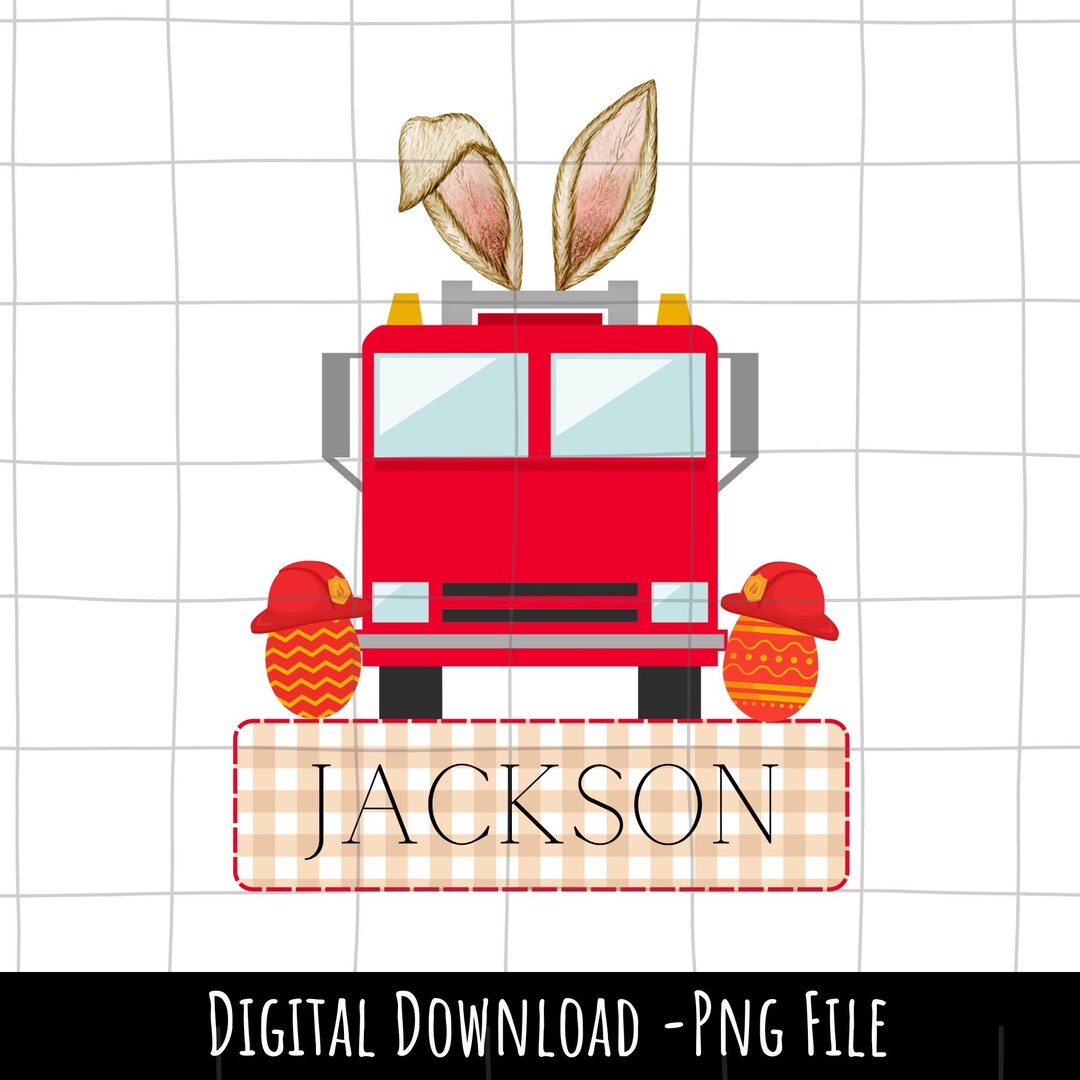 Easter Fire Truck PNG, Easter Name Png File, Cute Bunny Png, Kids ...