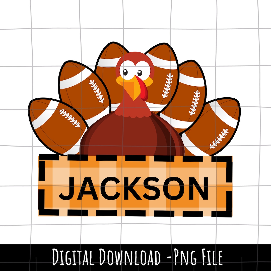 Fall Thanksgiving Turkey Football Boy Girl , Turkey With Name Patch Png ...