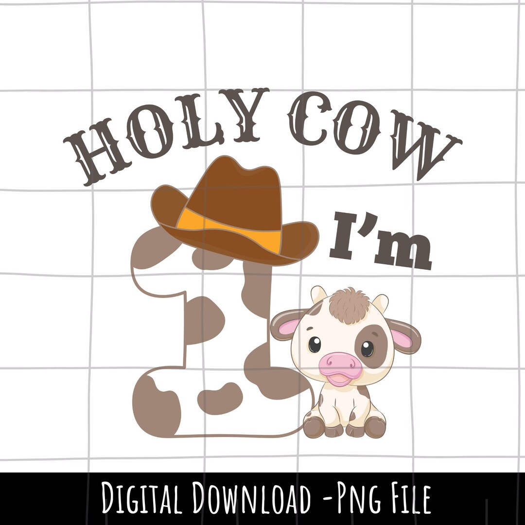 Cow First Birthday Png, Heat Transfer, Farm Animal Birthday Shirt, 1st ...