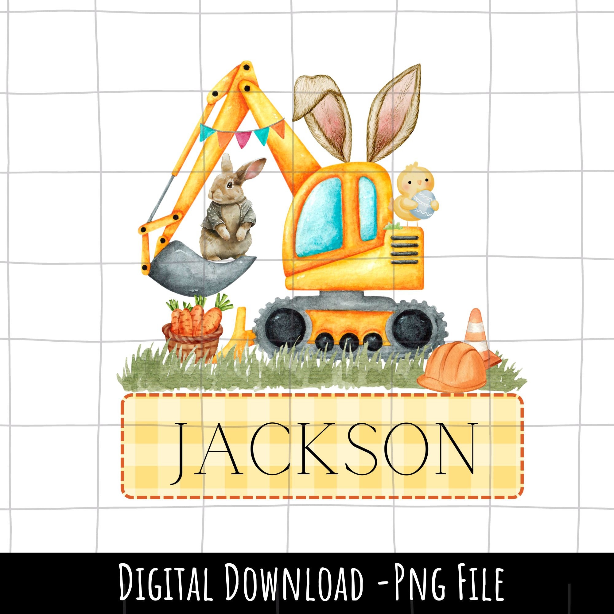 Easter Excavator PNG, Easter Name Png File, Cute Bunny Png, Kids Easter ...