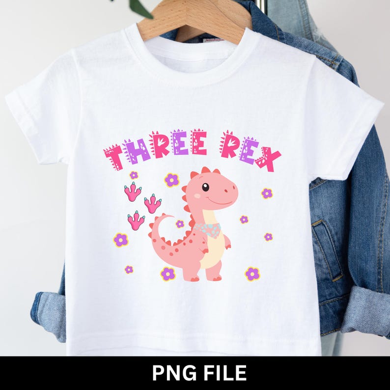 3 Rex Pink Dinosaur Png, Three Rex Png, Dinosaur Birthday, Trex Girl - Etsy