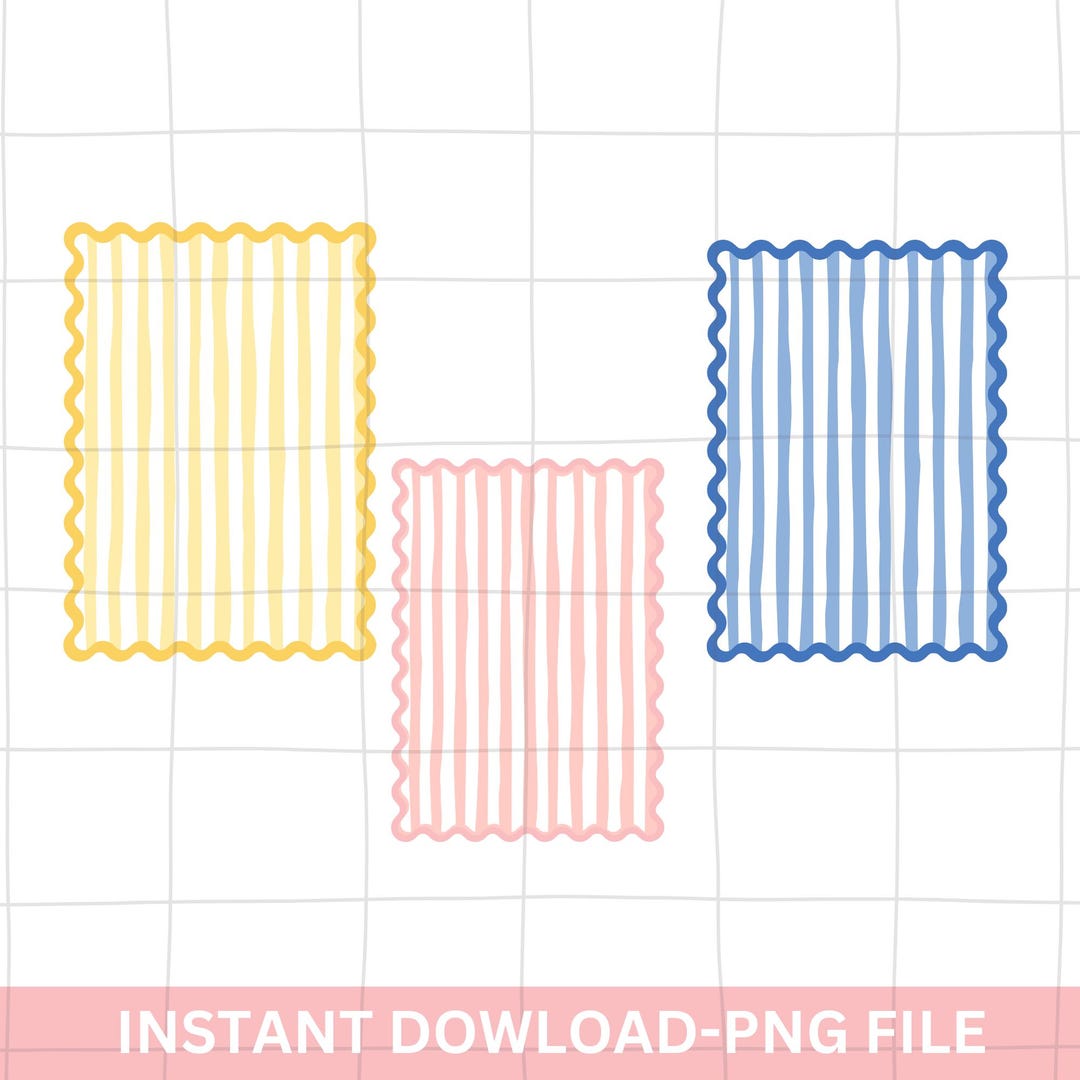 Wavy & Striped Whimsical Frame Clipart, Geometric Hand-drawn Borders ...