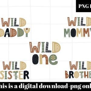 Wild One Family Png Bundle, Wild One PNG, Zoo Animal Safari Birthday ...