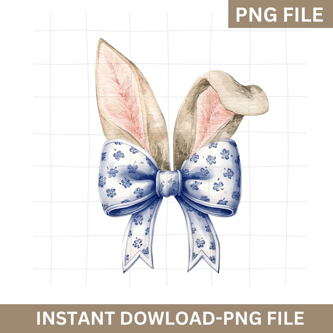 Bunny Bow Png, Coquette Easter Bunny Png, Girly Easter Png, Watercolor ...