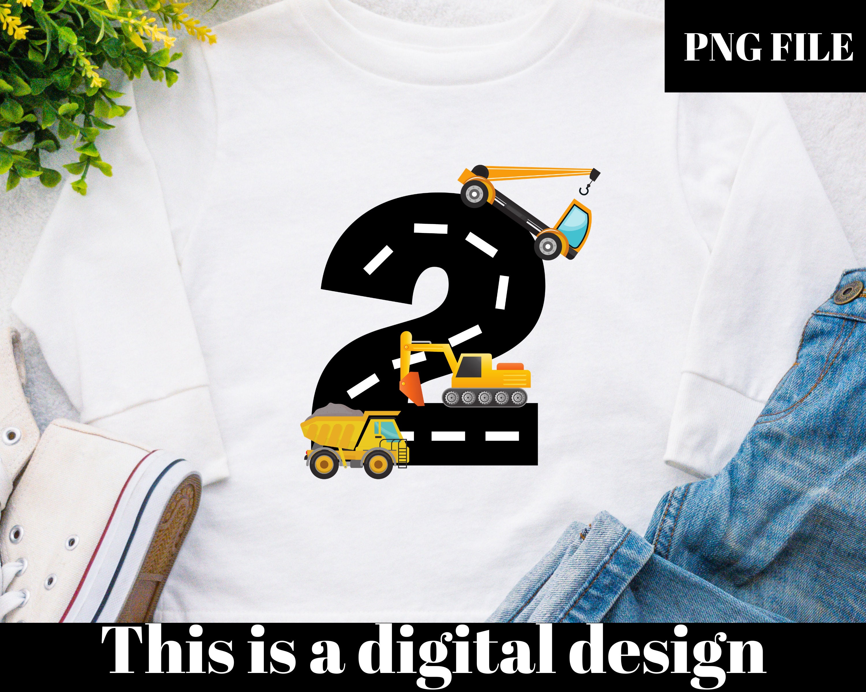 2nd Birthday Construction PNG, Construction PNG, Second Birthday PNG ...