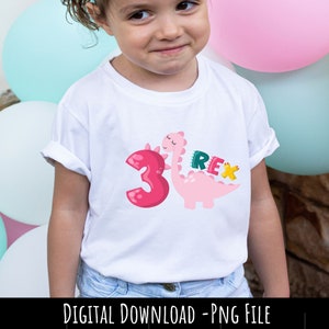 3 Rex Pink Dinosaur Png, Three Rex Png, Dinosaur Birthday, Trex Girl - Etsy