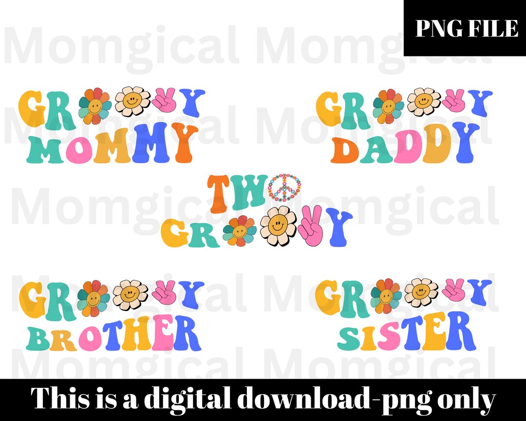 Groovy Family PNG Bundle, Two Groovy Png, Groovy Birthday Png, Matching ...