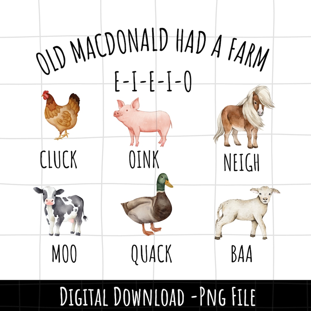 Old Macdonald Had A Farm PNG, Farm Cow Horse Pig Chicken Duck Png, Oink ...