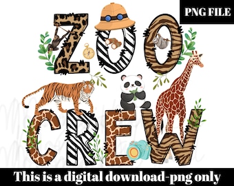 Zoo Crew Png, Zoo Animals Digital Download, Sublimation, Zoo Trip Png ...
