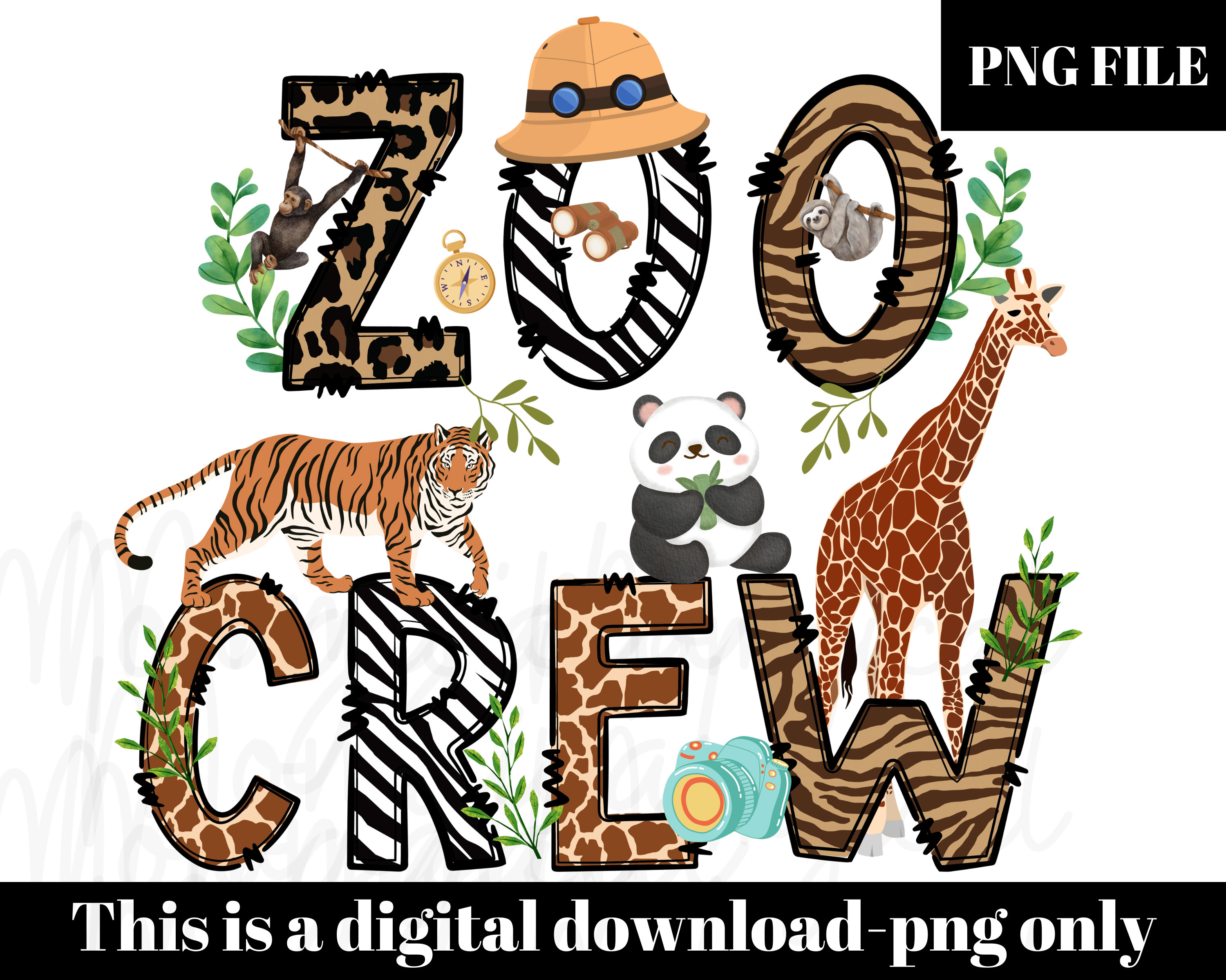 Zoo Crew Png, Zoo Animals Digital Download, Sublimation, Zoo Trip Png ...