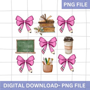 Coquette Teacher Png, Teacher Bow Png, Back to School Png, Teacher ...