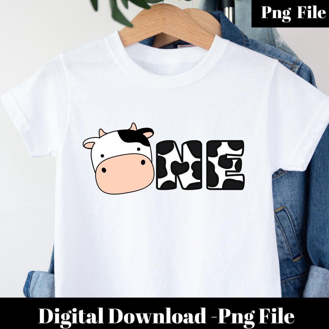Cow First Birthday Png, Heat Transfer, Farm Animal Birthday Shirt, 1st ...