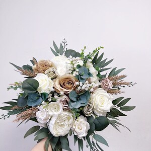 Bridal Bouquet, Boho Wedding Bouquet, Rust Wedding Bouquet, White ...