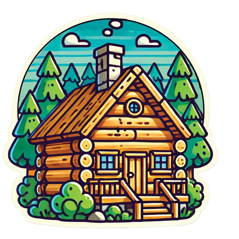 Cabin in the Woods Vinyl Sticker - Etsy