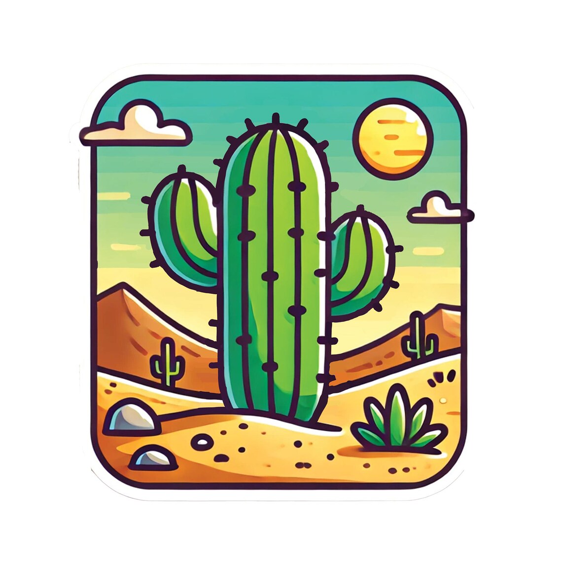 Desert Cactus Vinyl Sticker - Etsy