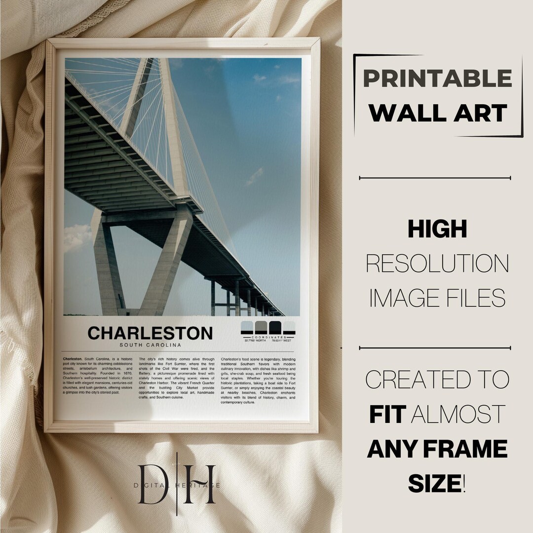 Charleston Bridge Photo Print: South Carolina Travel Art (digital ...
