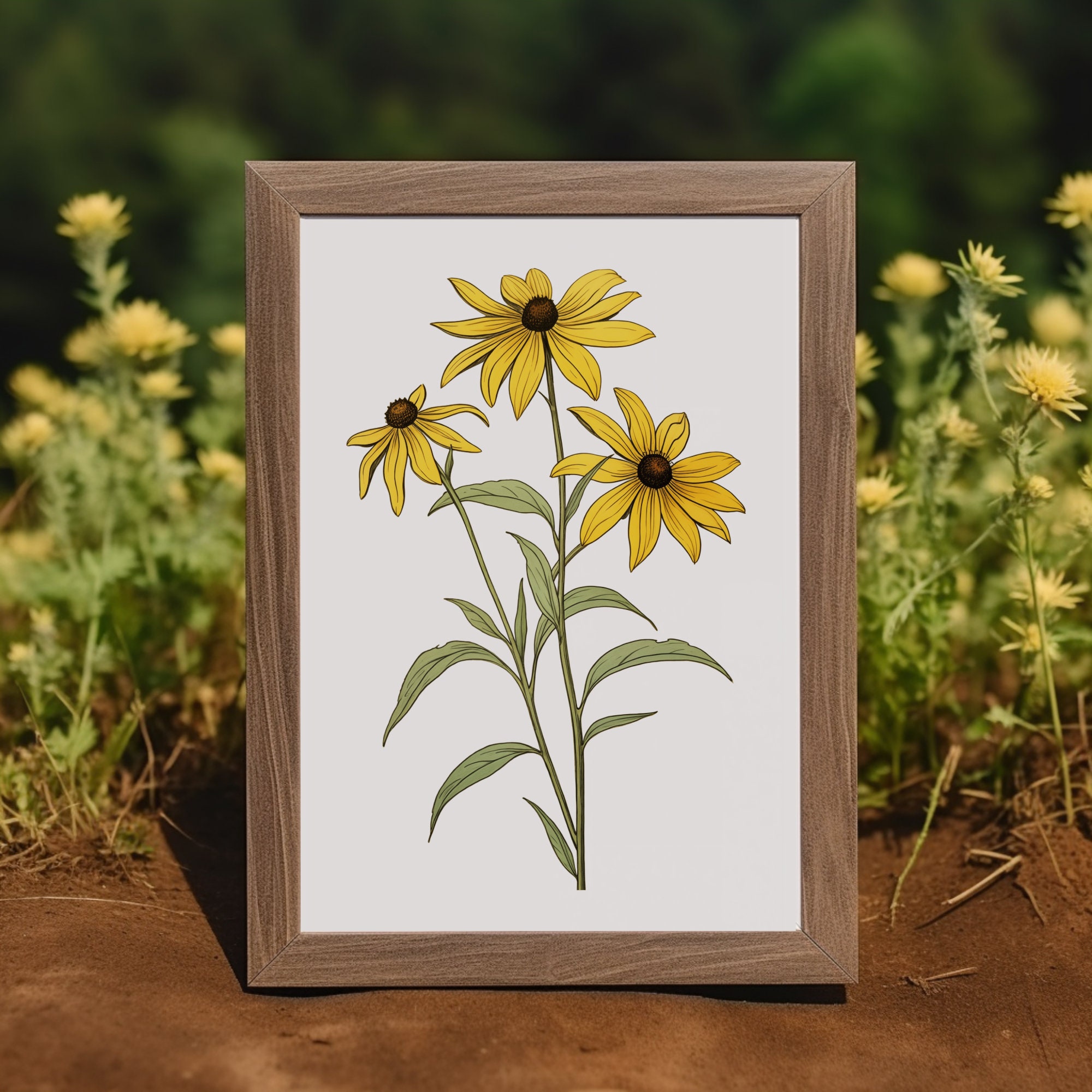 MARYLAND Black-eyed Susan State Flower Line Art Minimalistic Flower ...