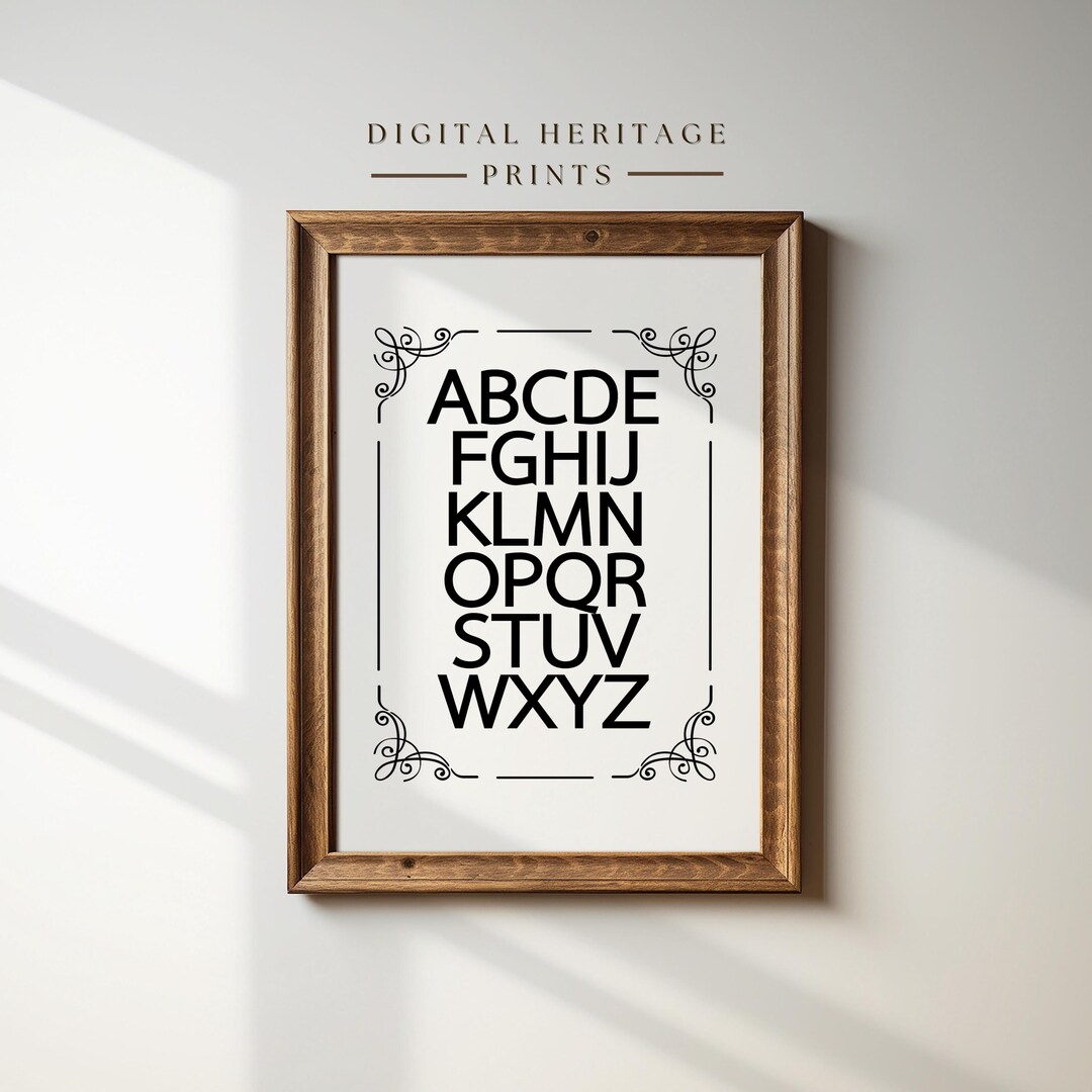Vintage Alphabet Poster Print PRINTABLE ABC Chart Nursery Letter ...