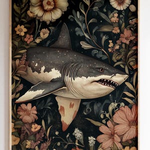 William Morris Inspired Shark Printable Wall Art Cottagecore Sealife ...