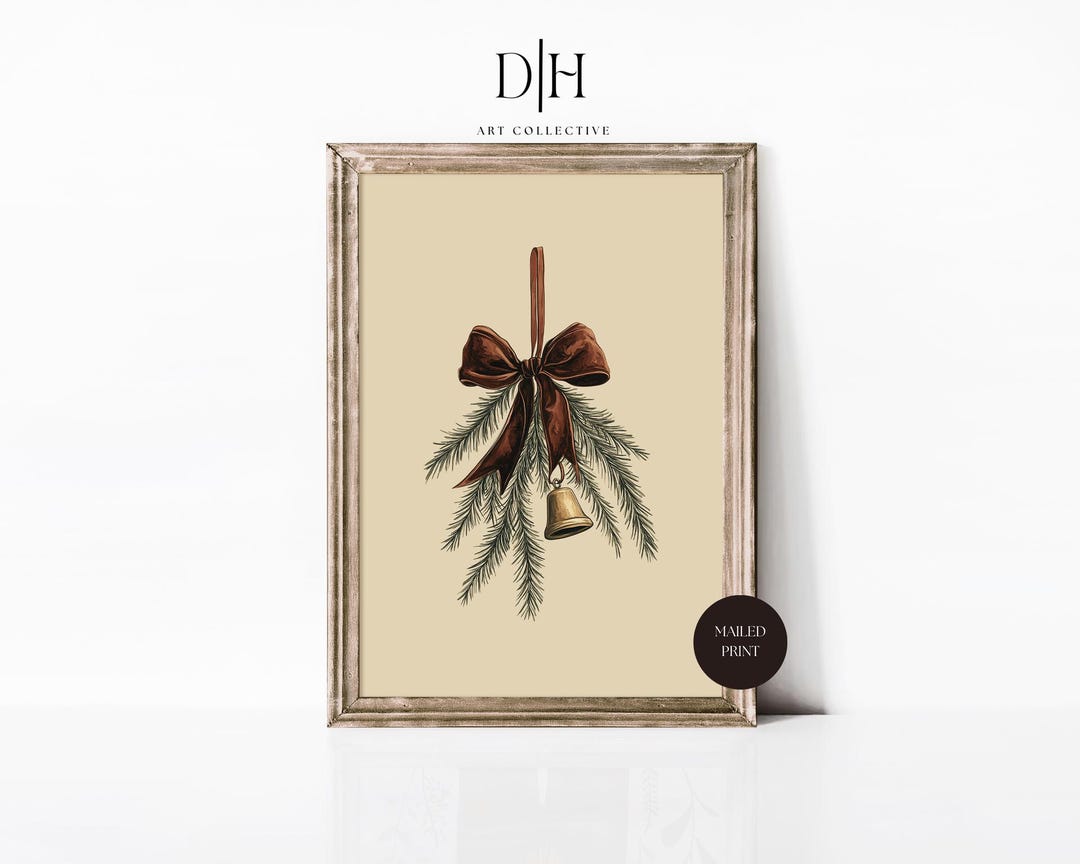 Vintage Christmas Bells Art Print: Neutral Holiday Decor (mailed ...