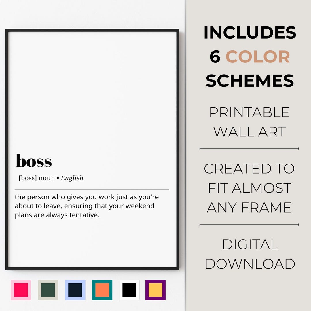 Definition Print Boss Funny Wall Art Office Home Decor Witty Word ...