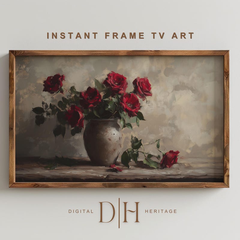 Red Rose Frame Tv Art - Etsy