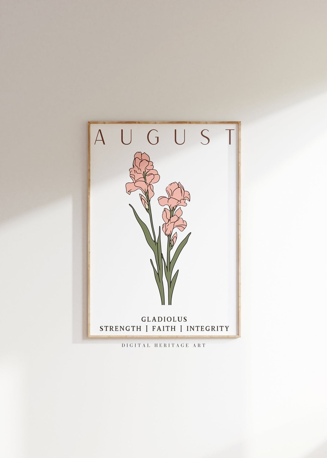 AUGUST Gladiolus Birth Month Flower Gladiolus Line Art Drawing ...