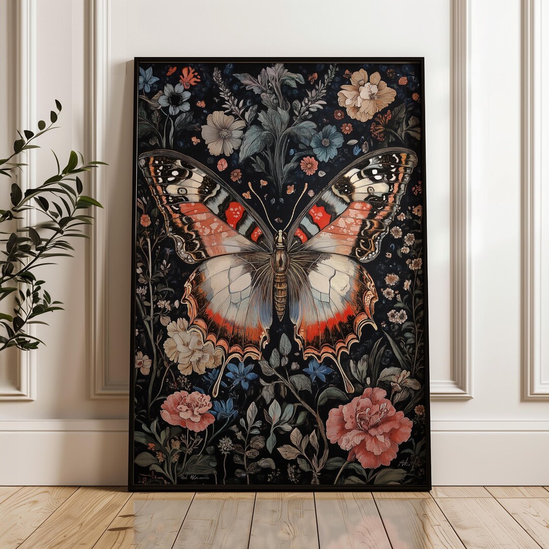 William Morris Inspired Art Print | Butterfly Wall Decor | Insect ...
