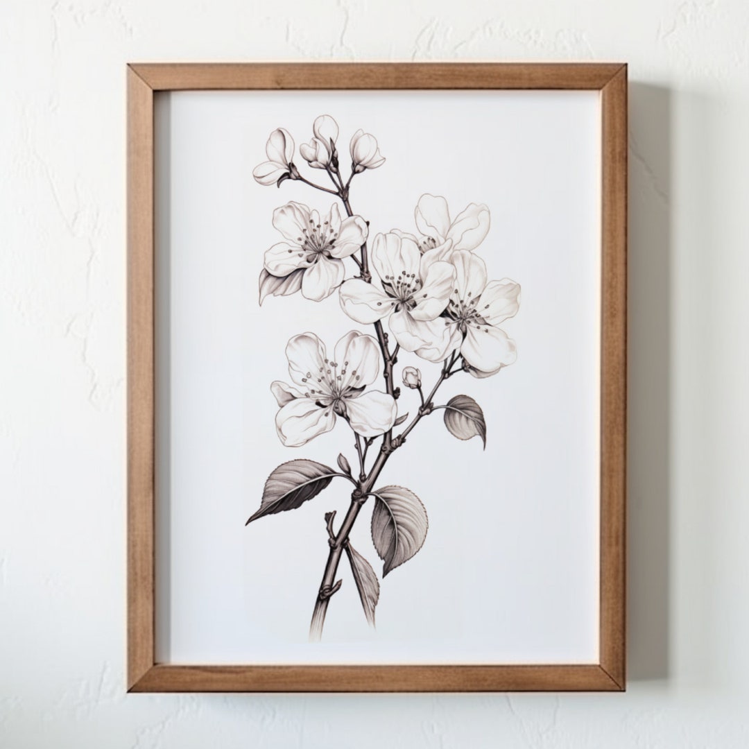 MICHIGAN Apple Blossom State Flower Line Art Minimalistic Flower Line ...