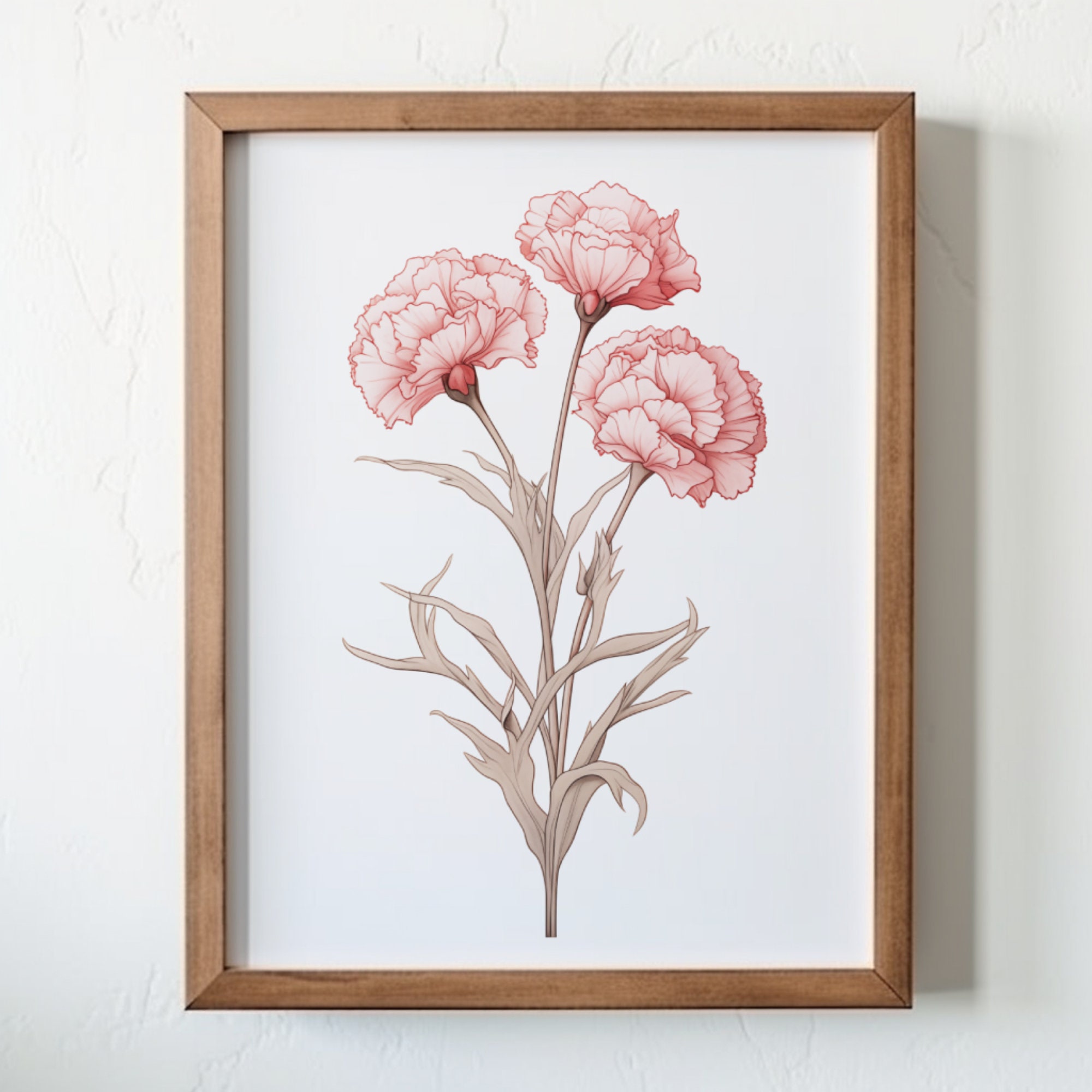 OHIO Carnation State Flower Line Art Minimalistic Flower Line Art ...