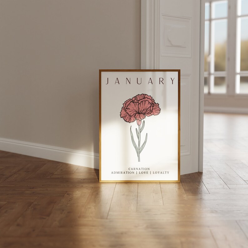 JANUARY Carnation Birth Month Flower Carnation Line Art Drawing ...