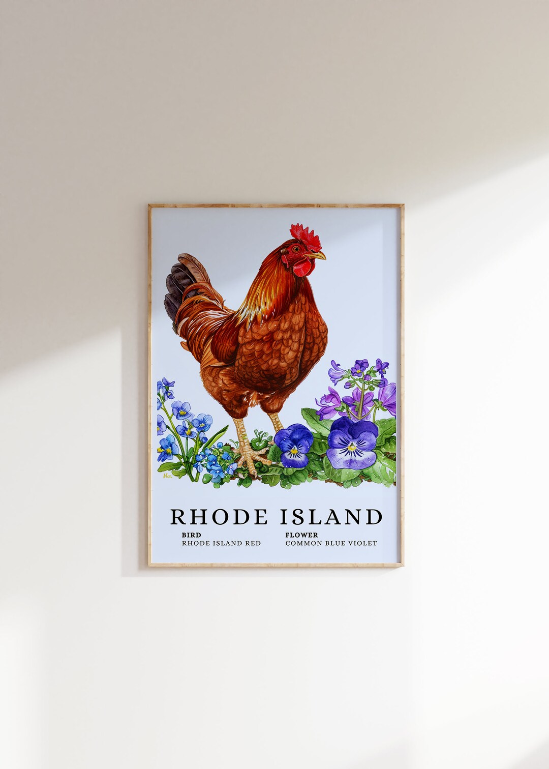 Rhode Island State Bird & Flower Art Print (digital Download) - Etsy