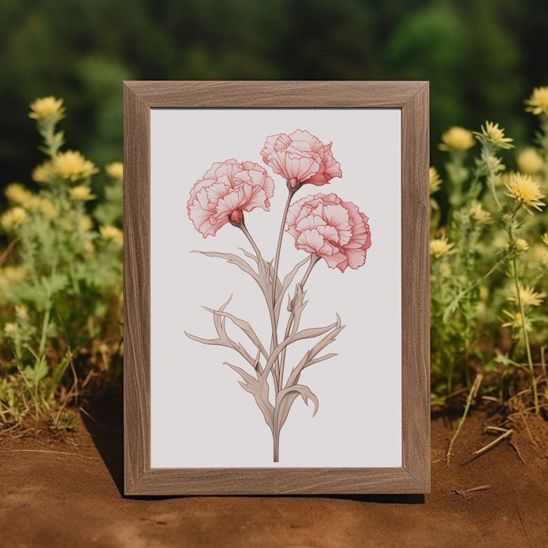 OHIO Carnation State Flower Line Art Minimalistic Flower Line Art ...