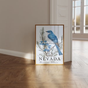 NEVADA Mountain Bluebird State Bird and Big Sagebrush Art Print ...