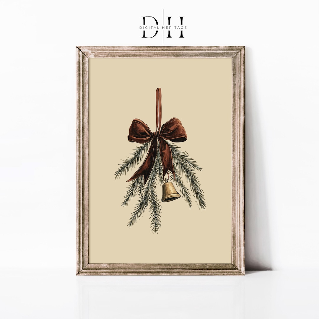 Vintage Christmas Bells Art Print | PRINTABLE Christmas Wall Art ...