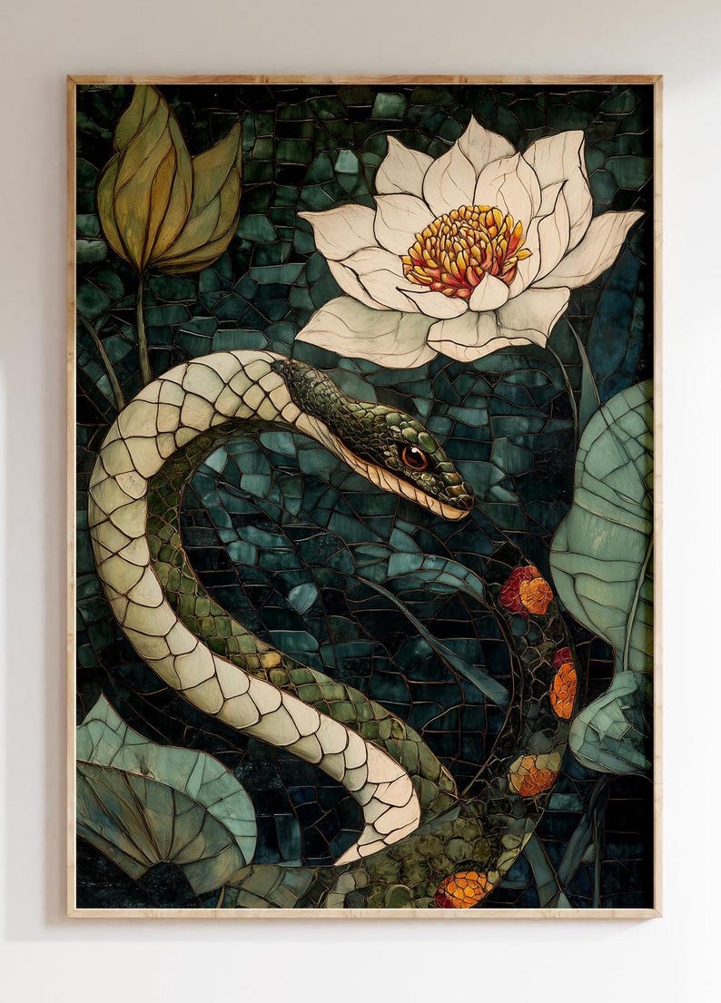 William Morris Snake Art Print: Cottagecore Serpent Decor (digital ...