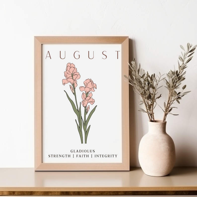 AUGUST Gladiolus Birth Month Flower Gladiolus Line Art Drawing ...